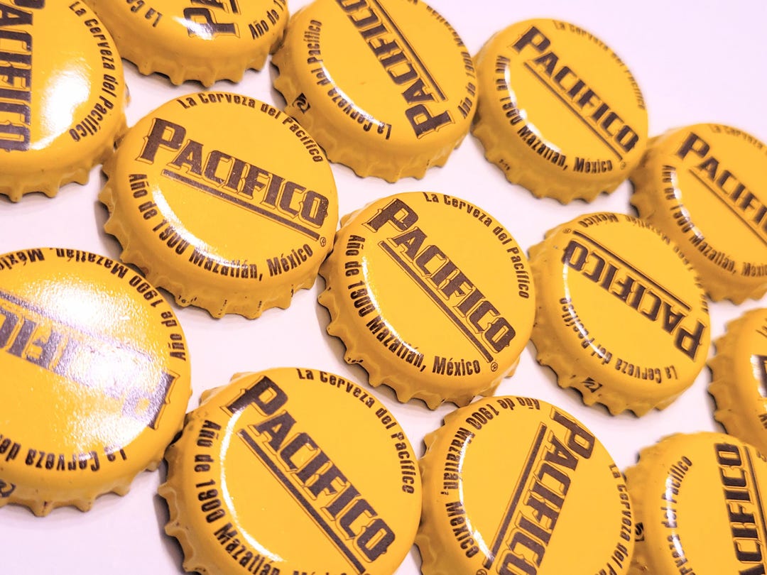 25 Beer Bottle Caps Pacifico Yellow Caps Dent Free Caps Recycled ...
