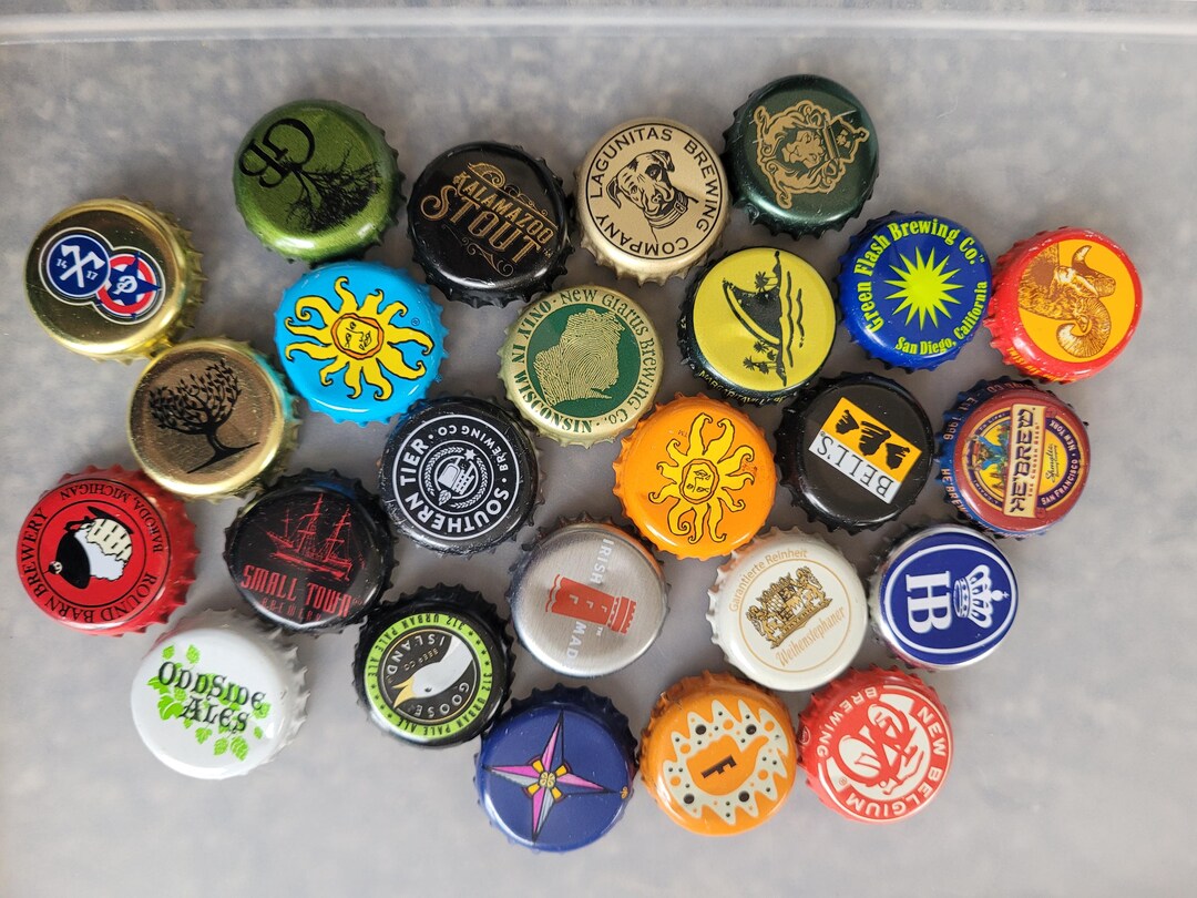 25 Craft Beer Bottle Cap Assortment - Same Caps as Pictured - IMPERFECT ...