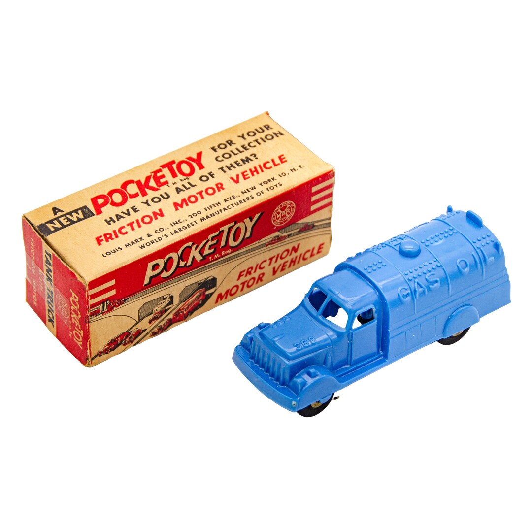 Vintage 1950s Marx Toys Friction Car Pocketoy Tank Truck Blue W ...