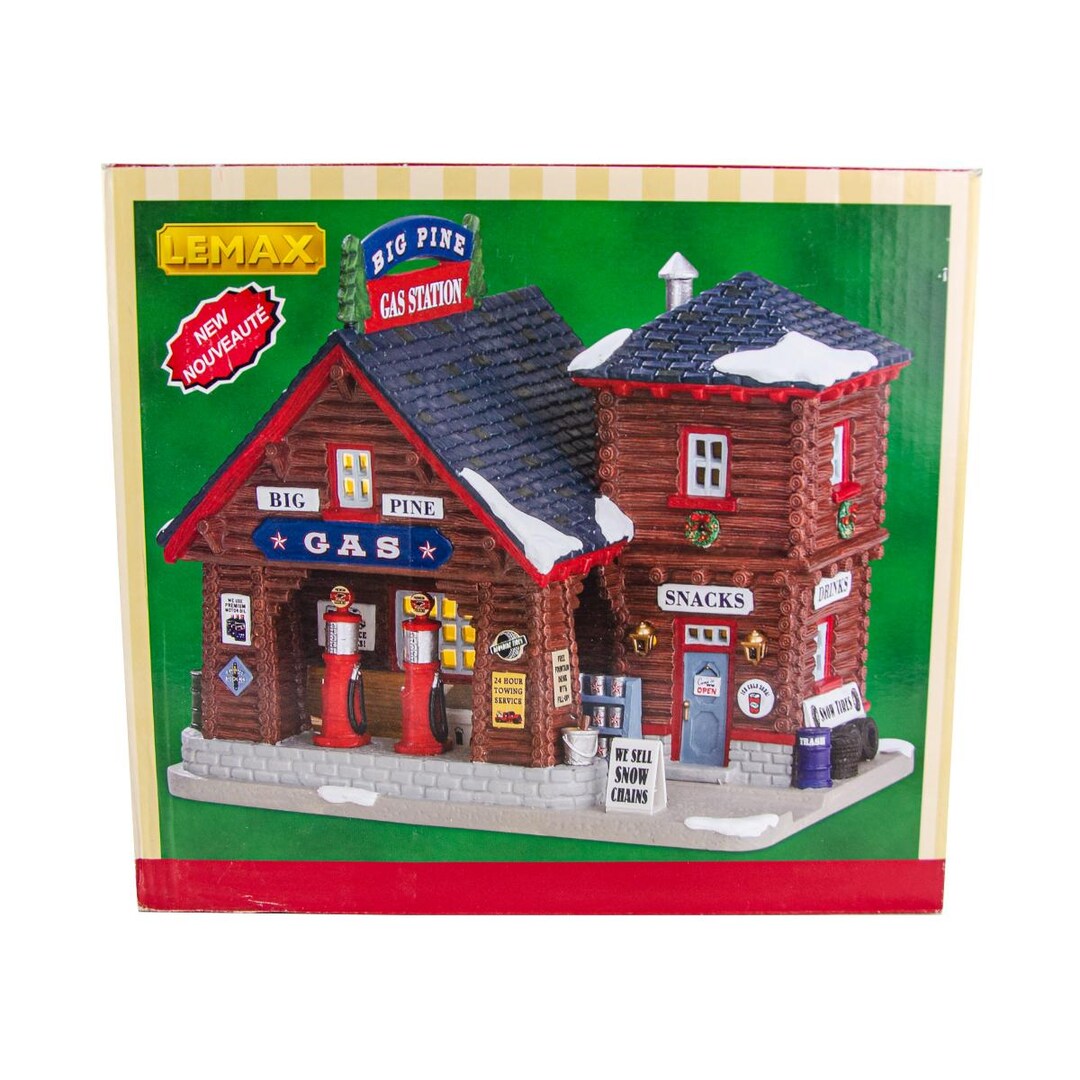 Lemax Big Pine Gas Station Porcelain Winter Village Model Building ...