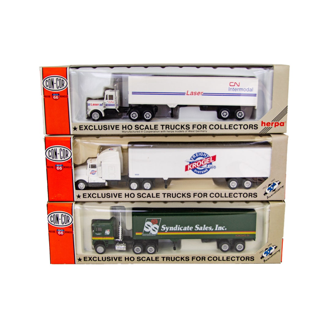 Con-cor Semi Tractor Trailer 1:87 HO Scale Model Train Layout Truck 3P ...