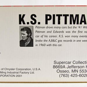 K.S. Pittman 1941 Willys Gasser Supercar Collectibles Diecast 1:18 ...