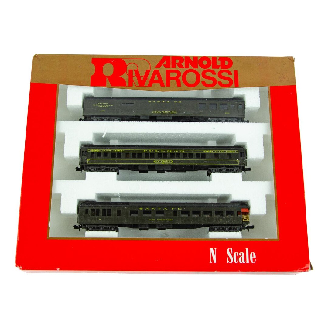 Rivarossi N Scale 3 Car Set Santa Fe Line US Mail, Pullman ...
