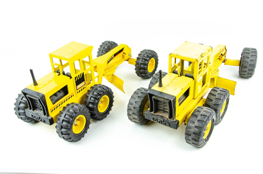 Vintage Tonka 18" Road Scraper Lot of 2 Pressed Steel Construction Toys ...