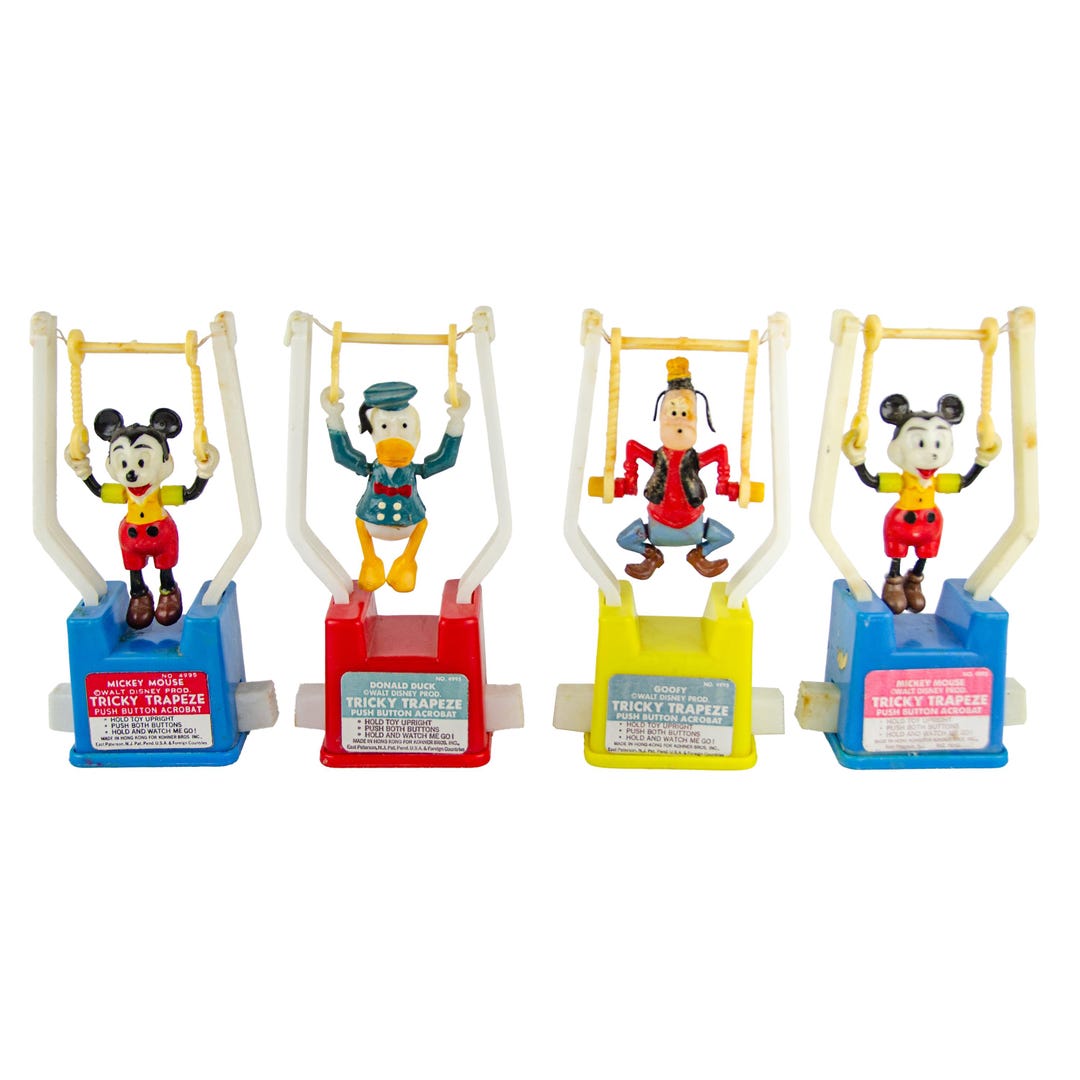 1970s Walt Disney Mickey Mouse Donald Duck & Goofy Tricky Trapeze Toy ...