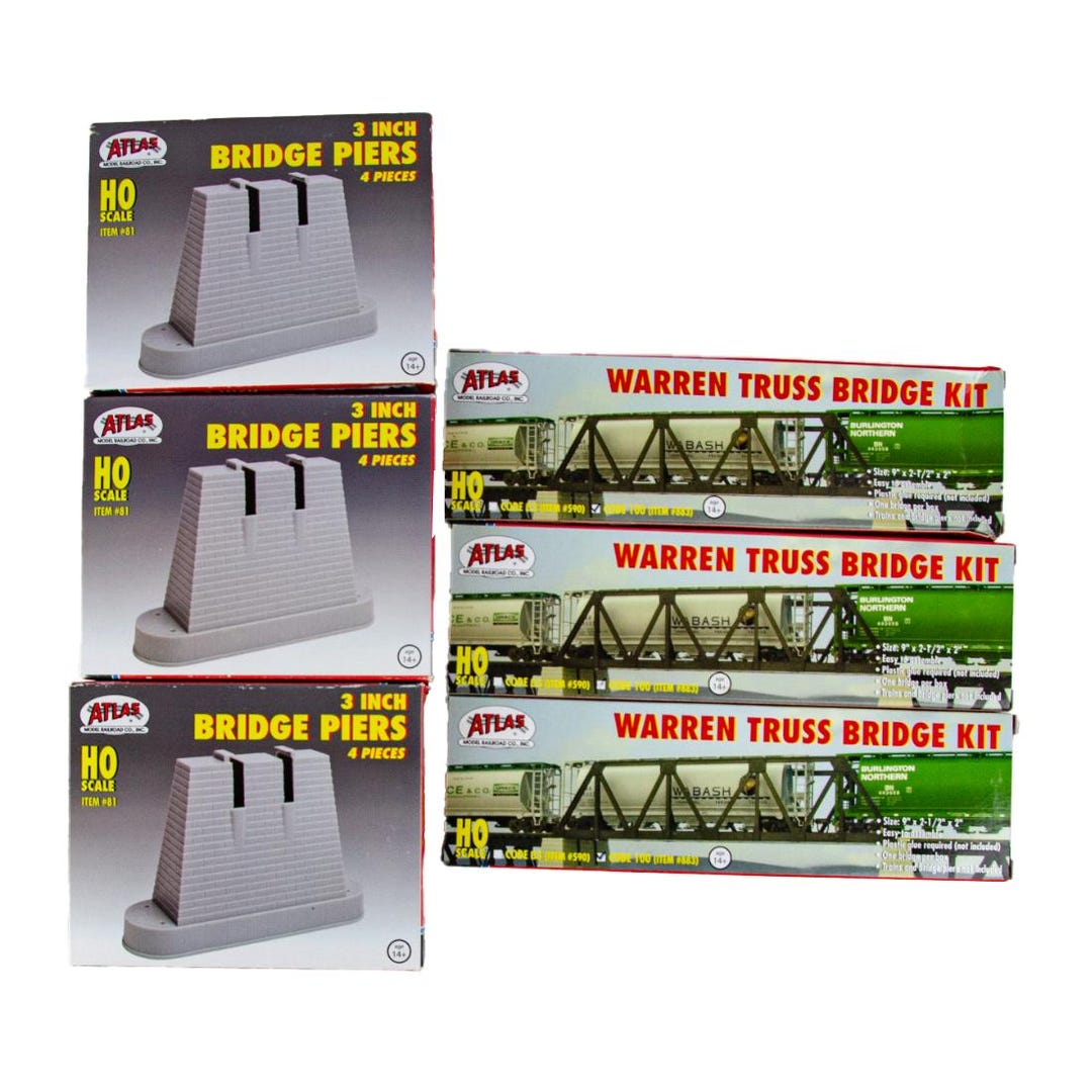 Atlas 81 Bridge Piers & 883 Warren Truss Bridge HO Scale Model Train 6 ...