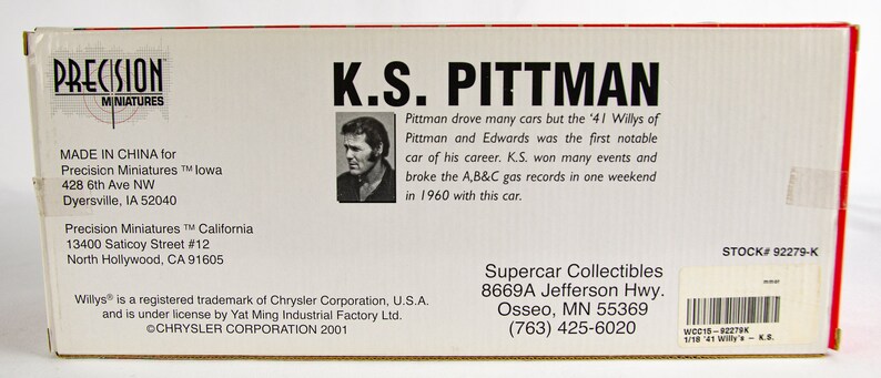 K.S. Pittman 1941 Willys Gasser Supercar Collectibles Diecast - Etsy