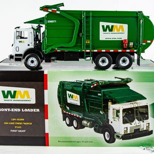 First Gear Front End Loader Waste Management Green 1:34 Scale Garbage ...