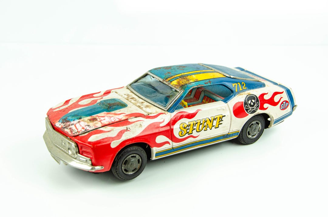 Vintage Japan TPS Ford Mustang Fast Back Stunt Car Battery Operated 10 ...