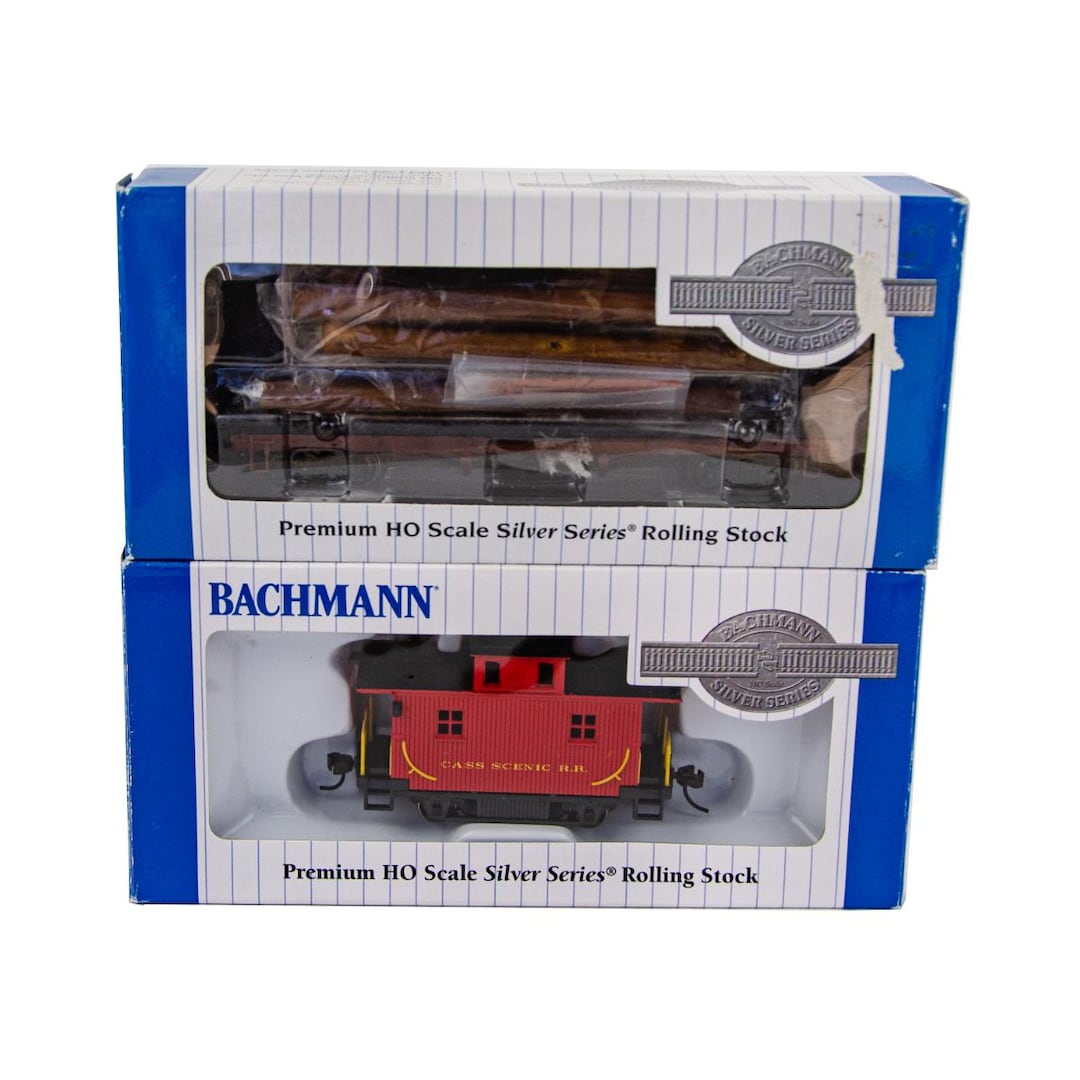 Bachmann RR Bobber Caboose ACF Log Car W/ Logs 1:87 HO Scale Model ...