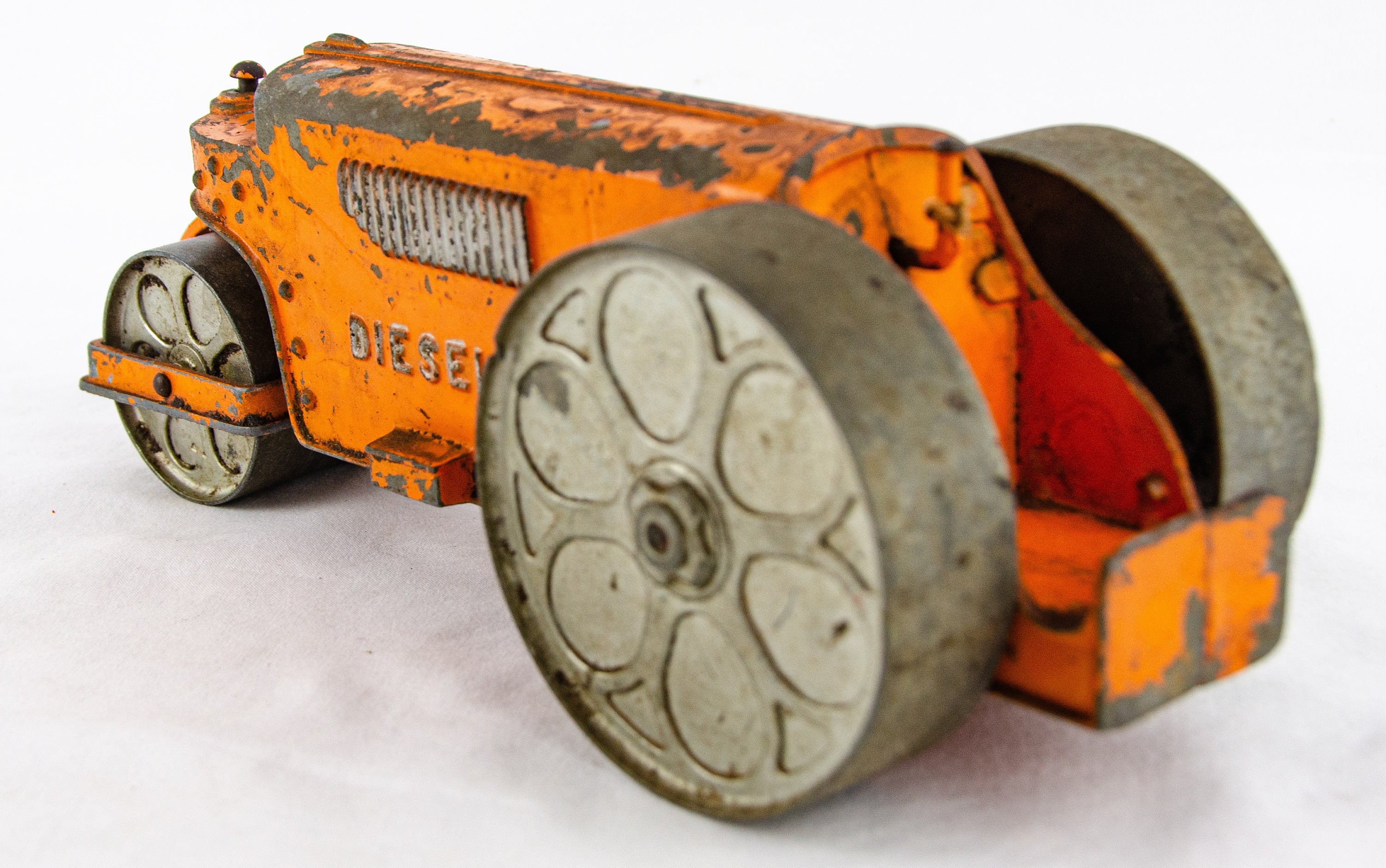 Vintage 1950s Pressed Steel Hubley Orange Diesel Steamroller - Etsy