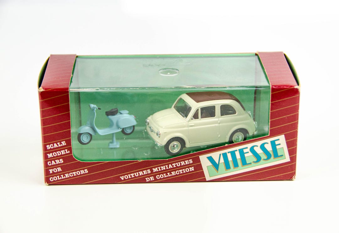 Vitesse 1/43 Fiat 500 Closed Roof W/ Moped White Diecast Model Car - Etsy