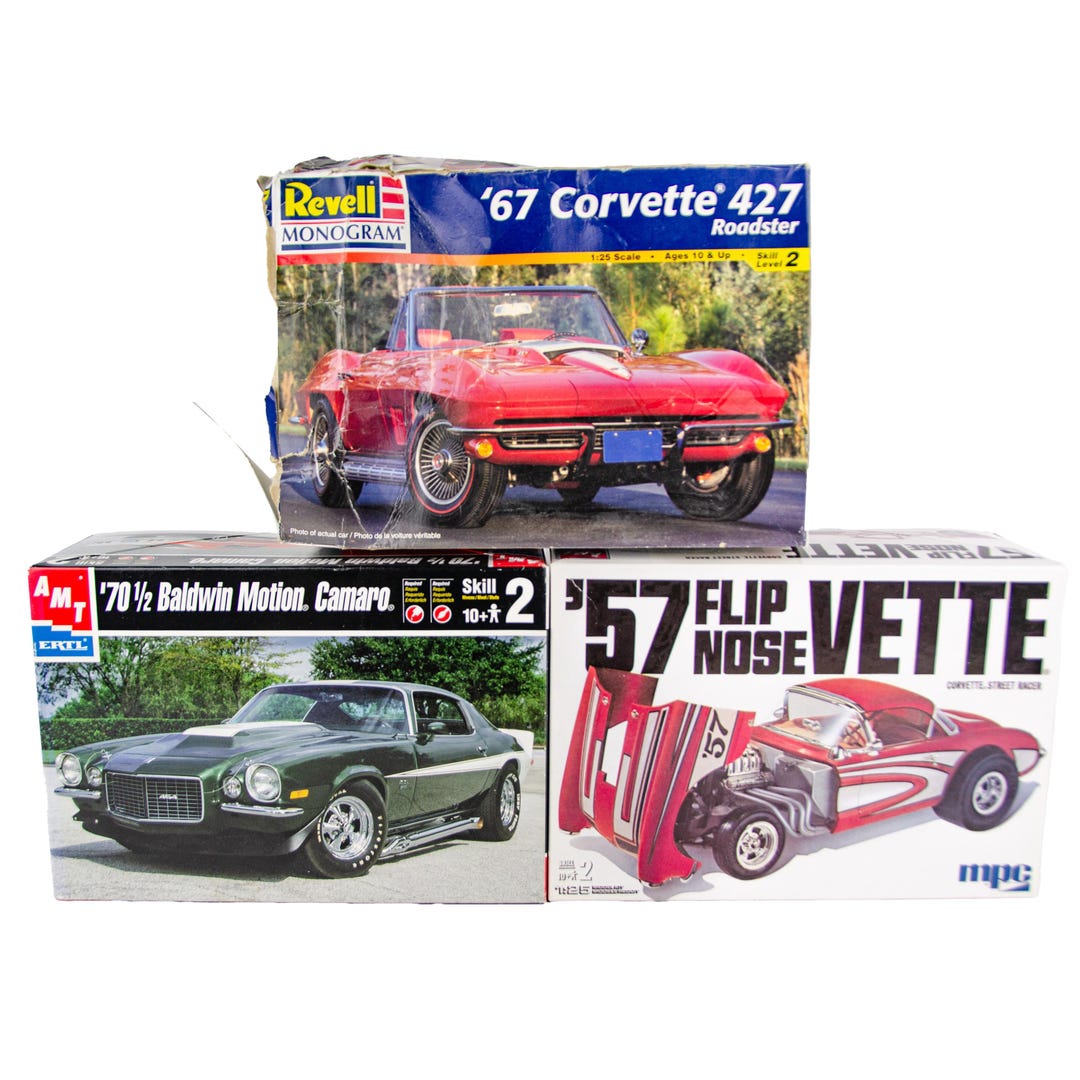 AMT Revell MPC Chevrolet Corvette & Camaro 1:25 Scale Model Car Kits 3P ...