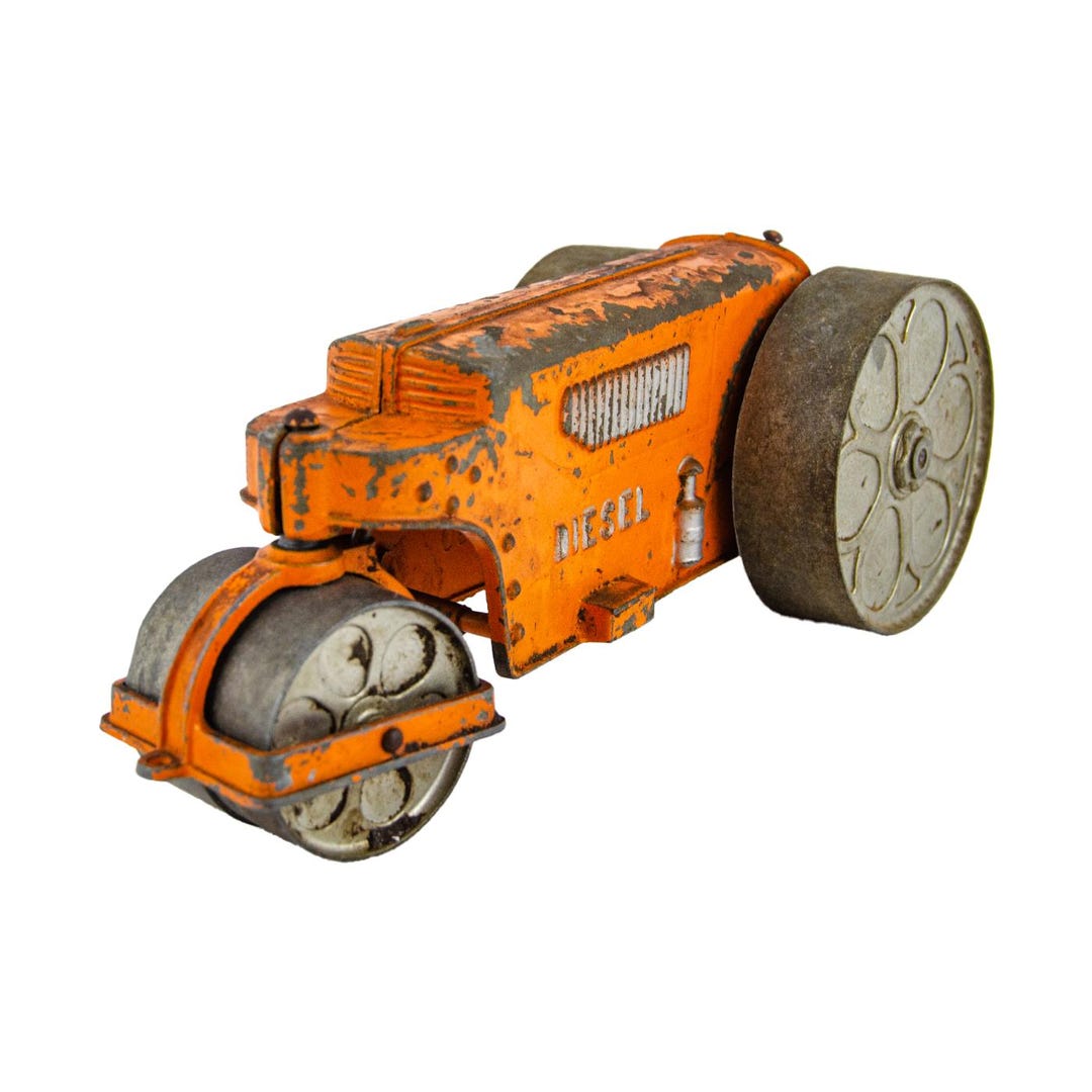 Vintage 1950s Pressed Steel Hubley Orange Diesel Steamroller - Etsy