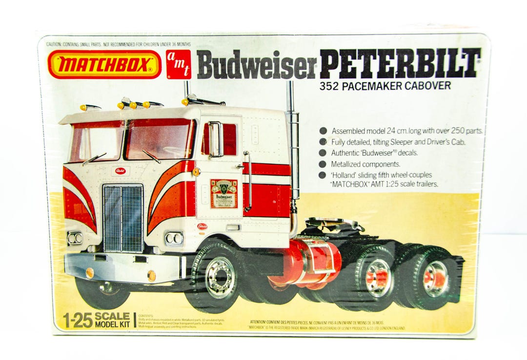 AMT 1/25 Matchbox Budweiser Peterbilt 352 Pacemaker Cabover Semi ...