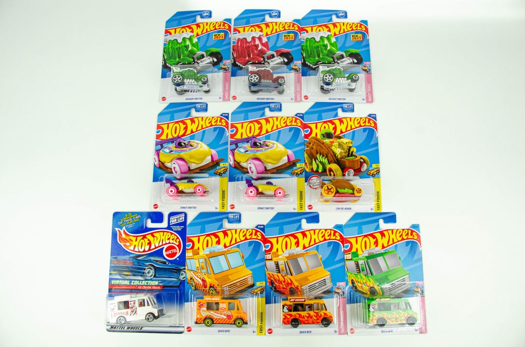 Hot Wheels Food Truck Lot of 10 Ice Cream Quick Bite Donut & Desert ...