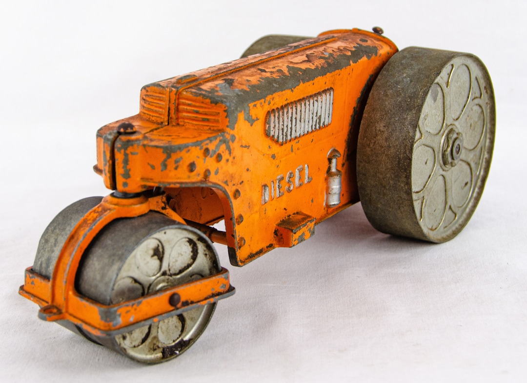 Vintage 1950s Pressed Steel Hubley Orange Diesel Steamroller - Etsy