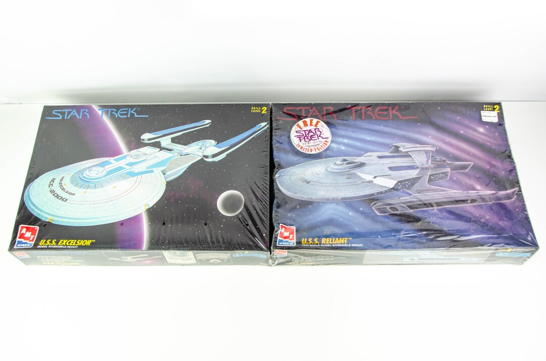 AMT Star Trek USS Reliant 8766 + USS Excelsior 6630 Model Spaceship Lot ...