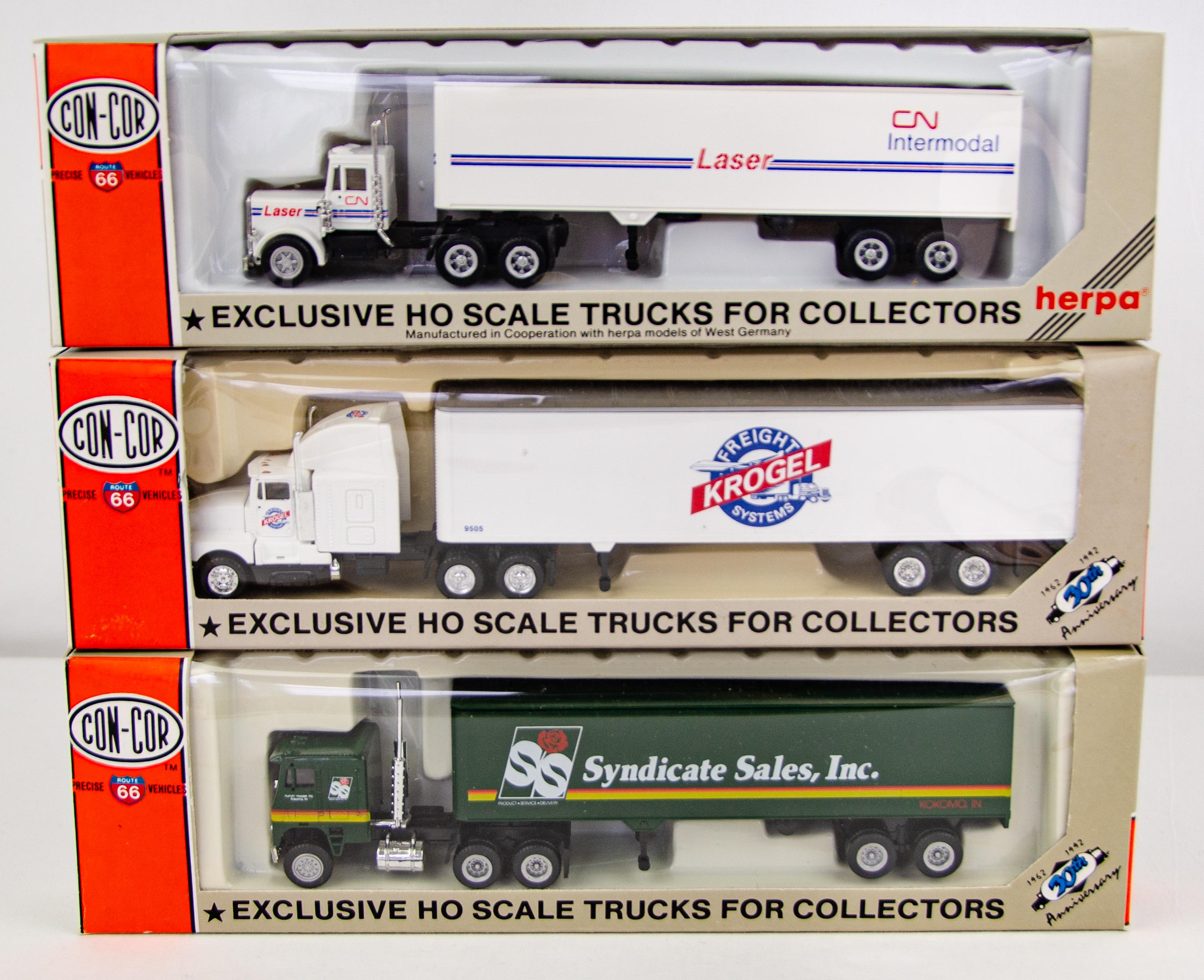 Con-cor Semi Tractor Trailer 1:87 HO Scale Model Train Layout Truck 3P ...
