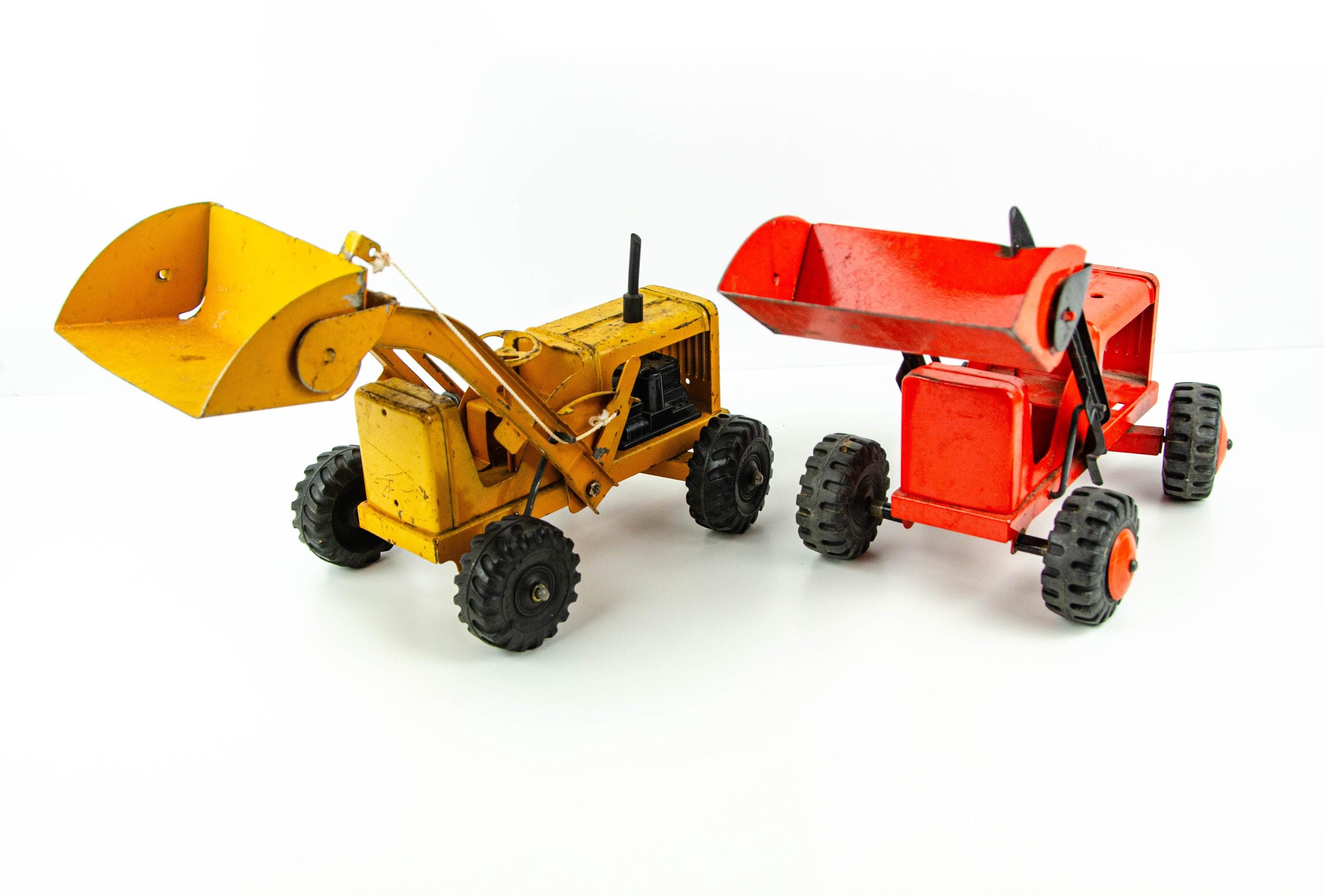 Vintage 1950s Marx Lumar Hi-lift Loader Toy Tractor Lot of 2 16" Yellow ...