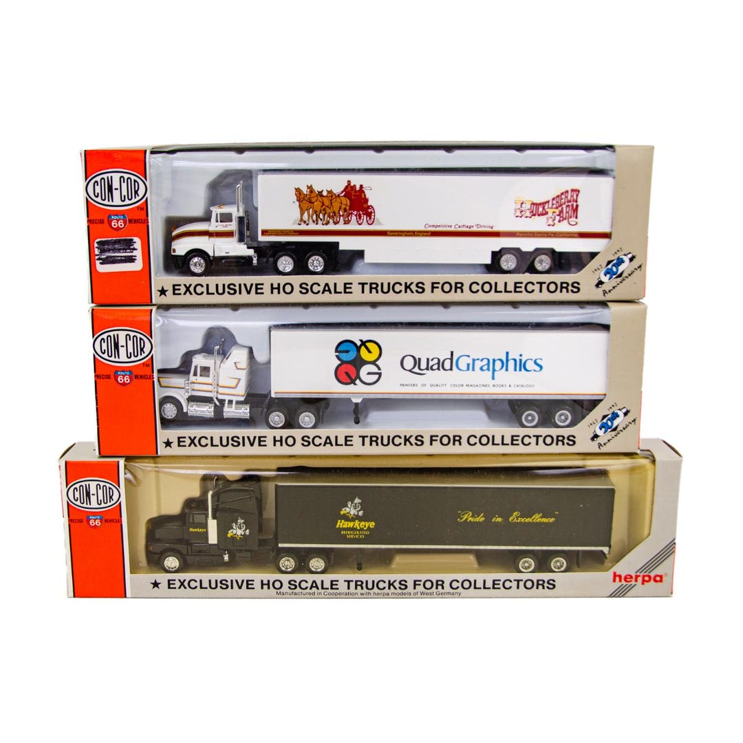 Con-cor Semi Tractor Trailer 1:87 HO Scale Model Train Layout Truck 3P ...