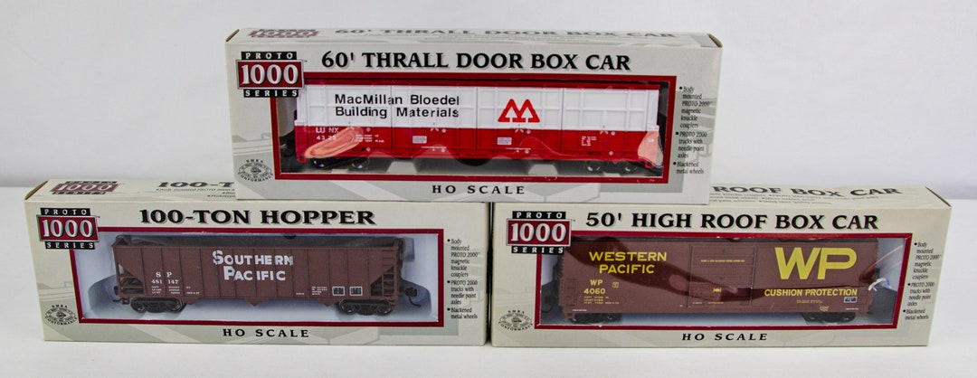 Proto 1000 SP Hopper & Lunx WP Box Cars 1:87 HO Scale Model Train Car ...
