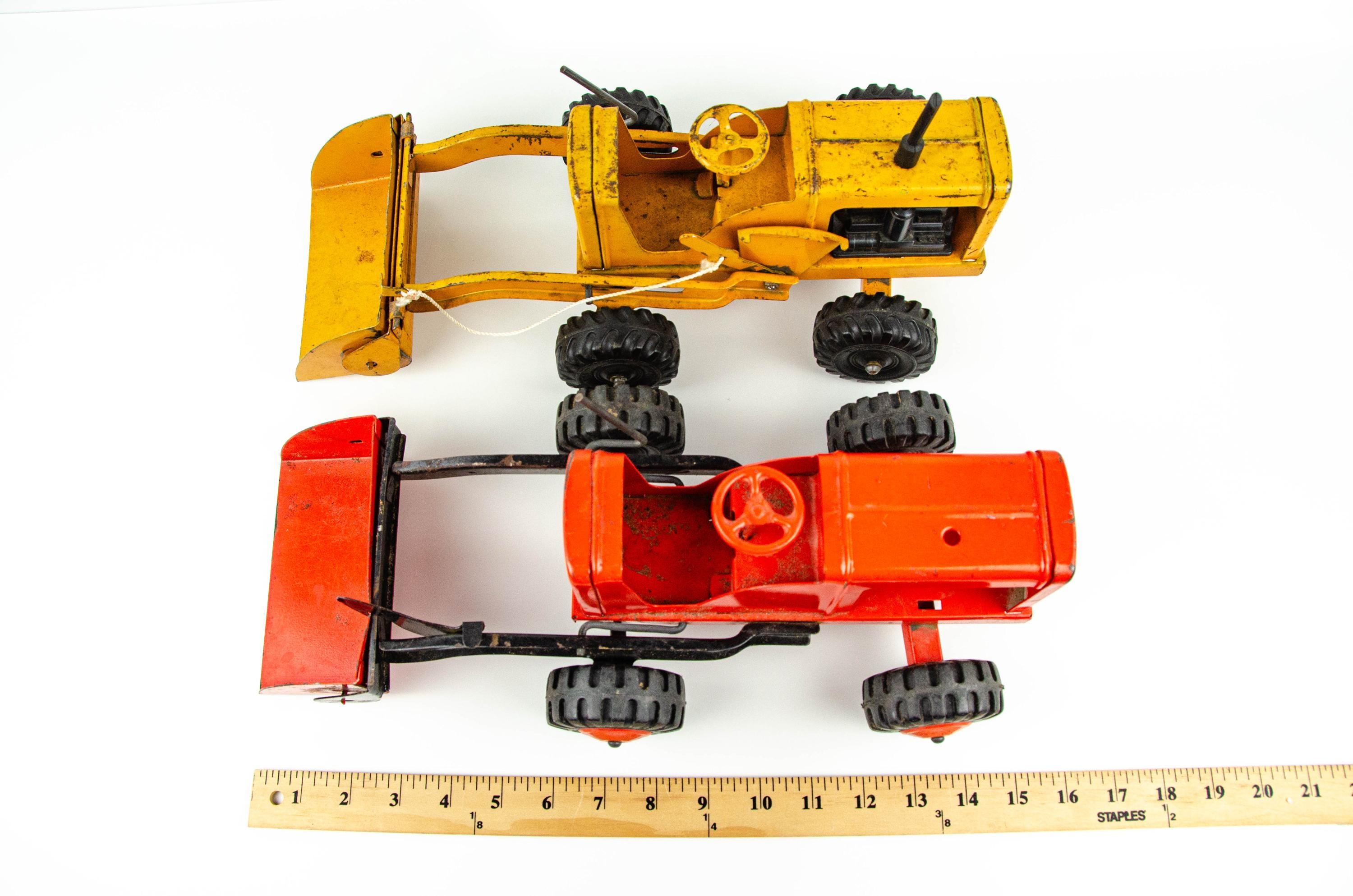 Vintage 1950s Marx Lumar Hi-lift Loader Toy Tractor Lot of 2 16" Yellow ...