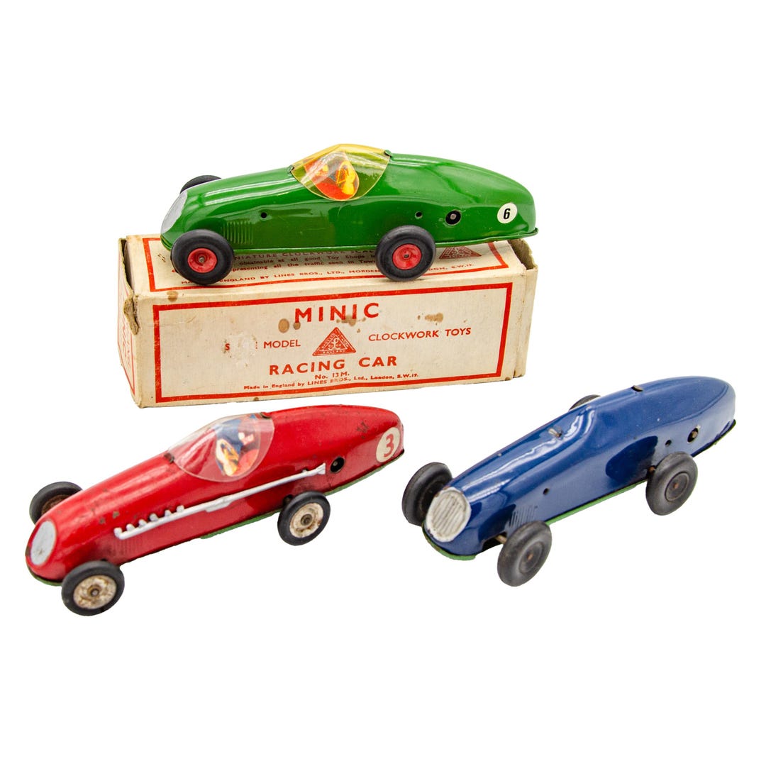 Vintage Triang Minic Tin Windup Racing Car Lot of 3 - All Working W ...