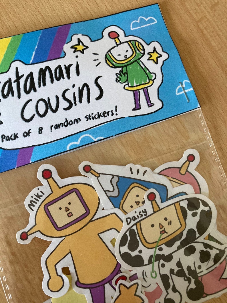 Katamari Damacy Cousins Random Sticker Pack of 8 Illustrations | Etsy