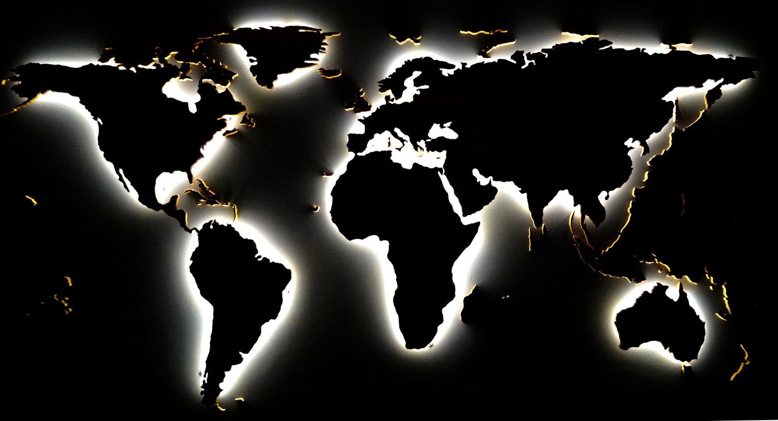 Led illuminated Wooden World Map Solid Oak With Borders | Etsy