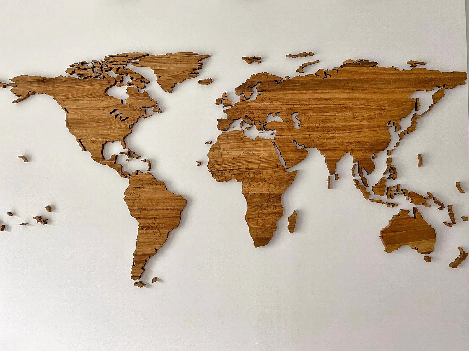 Huge Wooden World Map Solid Oak 110x220 Cm Boarders | Etsy