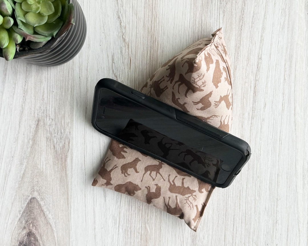Cell Phone Stand, Animal Hunting Themed Fabric, Phone Wedge Pillow for ...