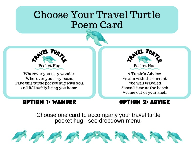 Travel Turtle Pocket Hug With Poem Card, Thoughtful Traveler Gift ...