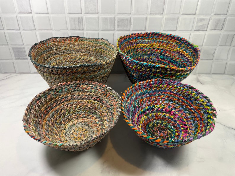 Rope Bowl Fabric Basket Cottagecore Bowl Upcycled Basket - Etsy