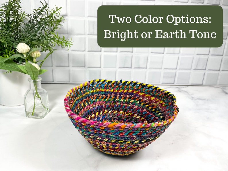 Rope Bowl Fabric Basket Cottagecore Bowl Upcycled Basket - Etsy