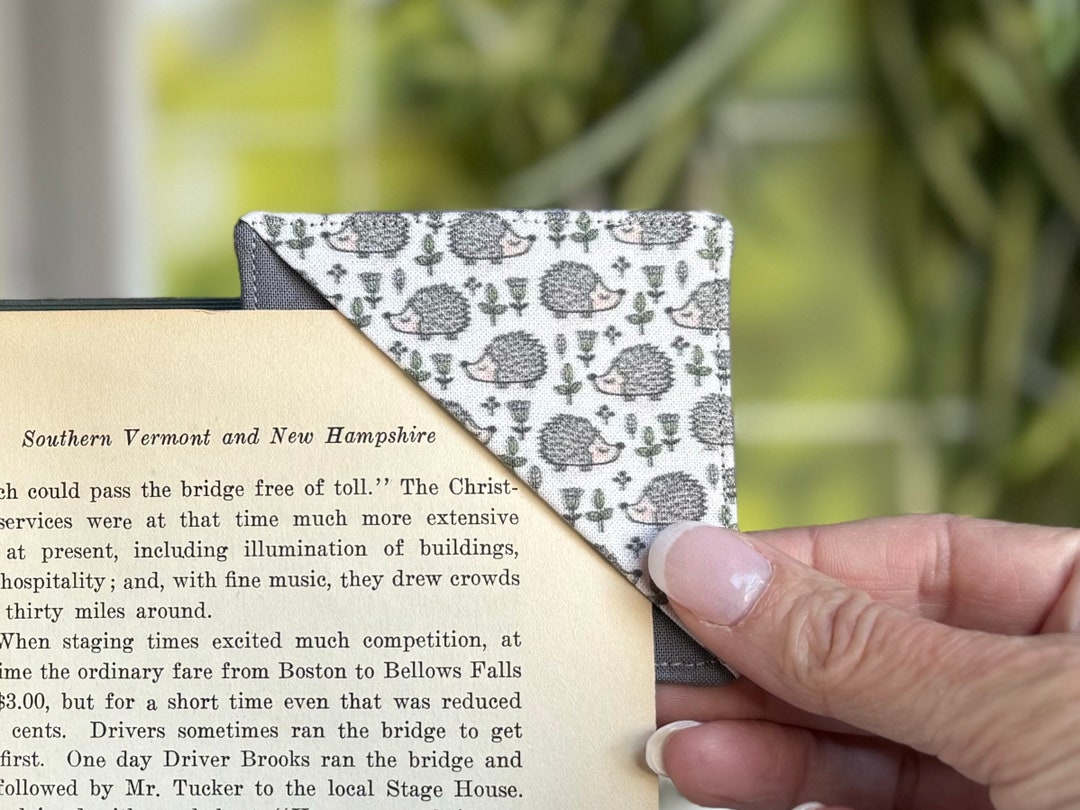 Corner Bookmark for Hedgehog Lovers, Unique Booktrovert Gift, Fabric ...