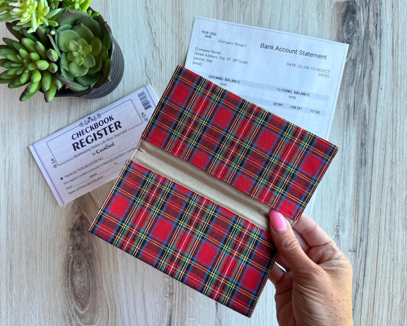 Handmade Plaid Checkbook Covers for Men, Check Register and Duplicate ...