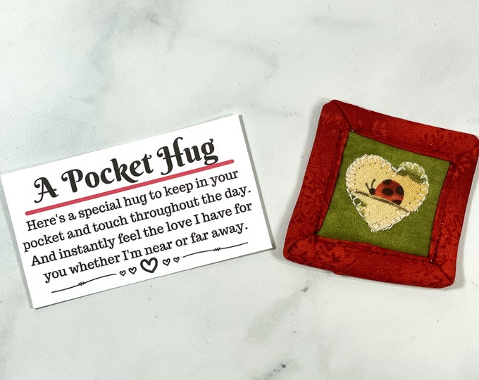 Quilted Pocket Hug, Lady Bug Gift, Small Trinkets, Miss You Hugs, Heart ...