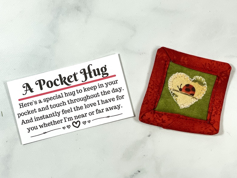 Quilted Pocket Hug Lady Bug Gift Small Trinkets Miss You - Etsy