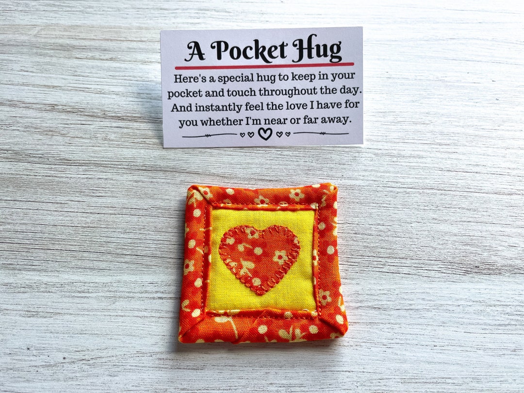 Orange and Yellow Fabric Pocket Hug, Floral Fabric Galentines Day Gift ...