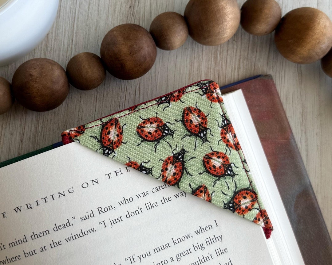 Fabric Corner Bookmark for Lady Bug Lover, Unique Handmade Gift for ...
