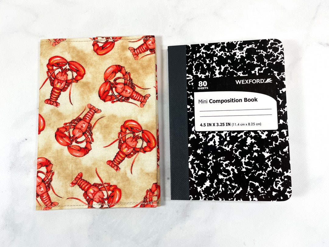 Mini Composition Notebook Cover With Lobster Theme for Coastal Grandma ...