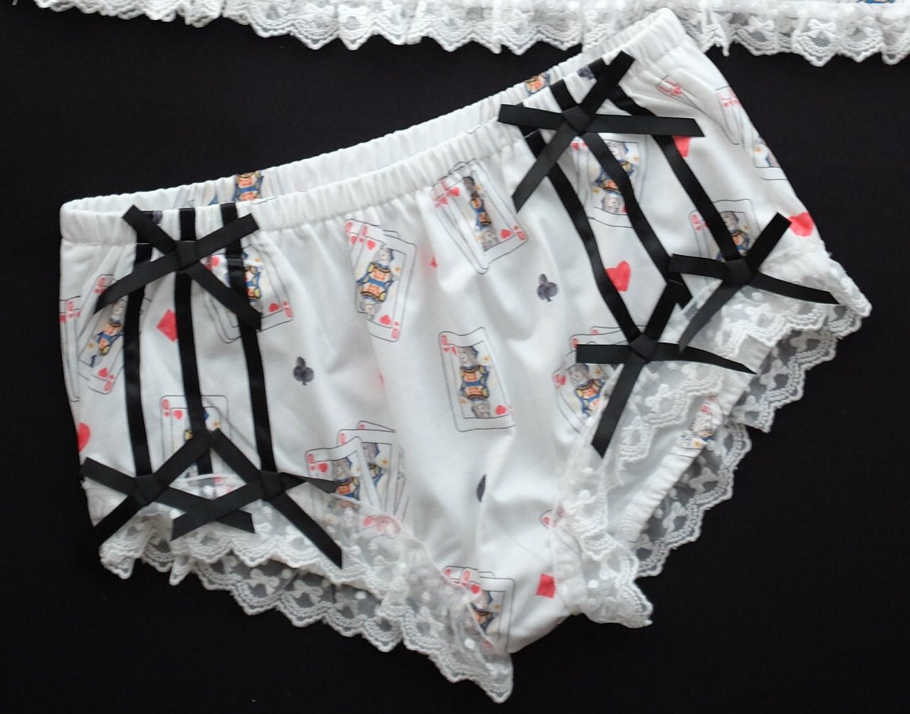 Ruby Victoria Bee Queen of Hearts Alice in Wonderland Panties Knickers Size 12 14 Gothic Goth ...