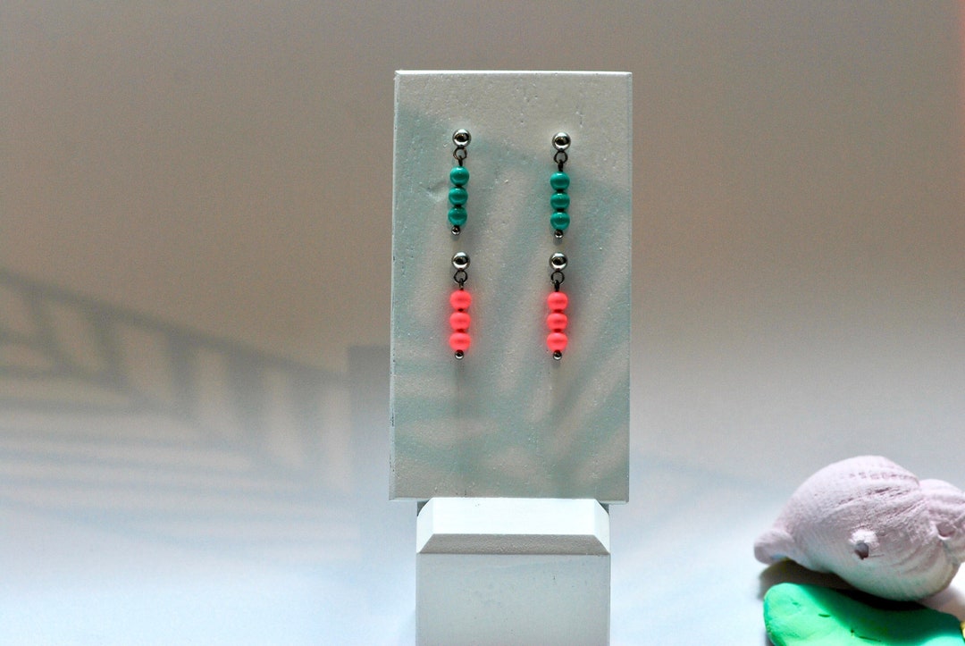 Neon Colours Summer/boho Summer Holiday Stud Earrings, Neon Pink Stud ...