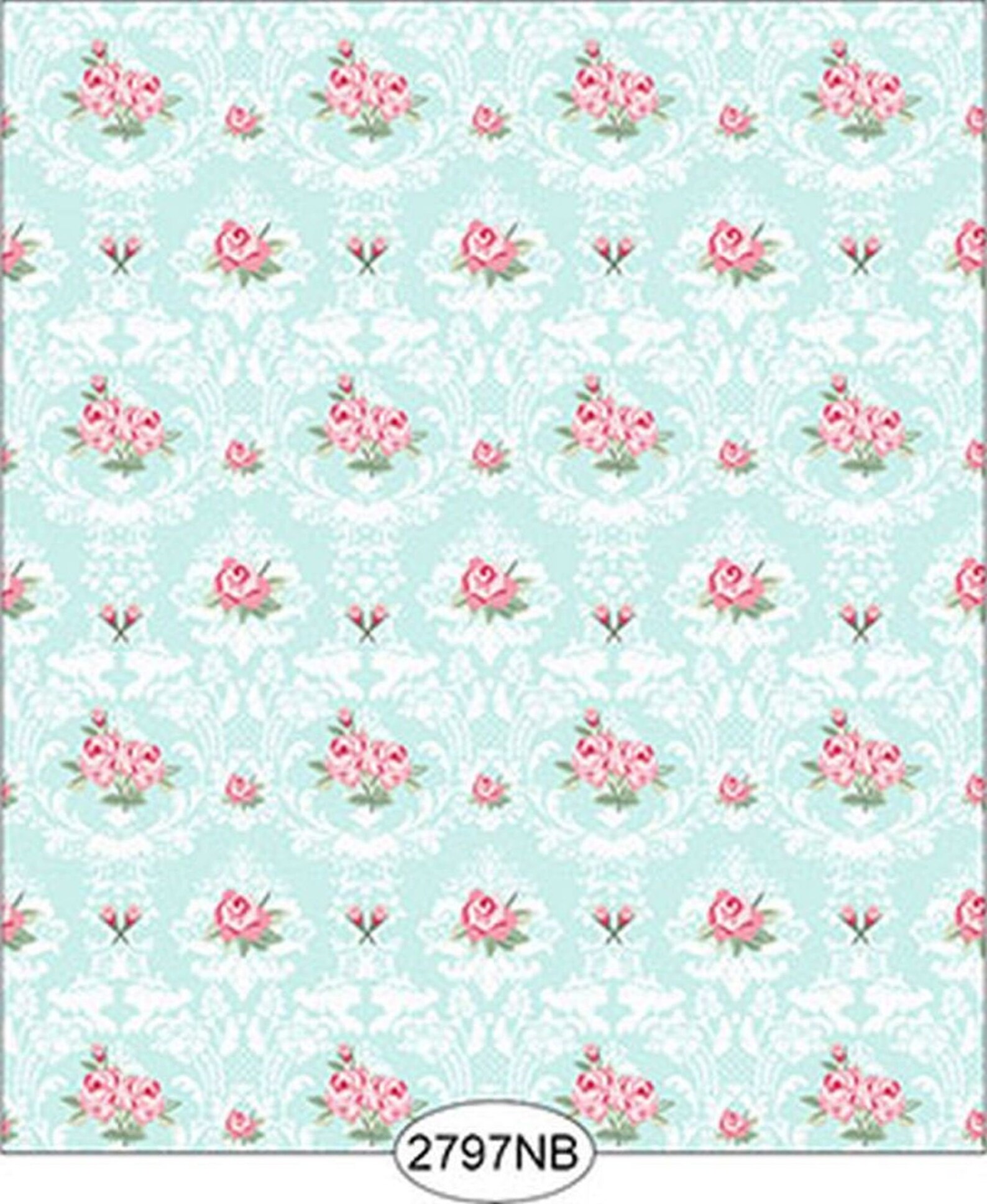 Dollhouse Wallpaper Daniella Floral Damask Blue No Border - Etsy
