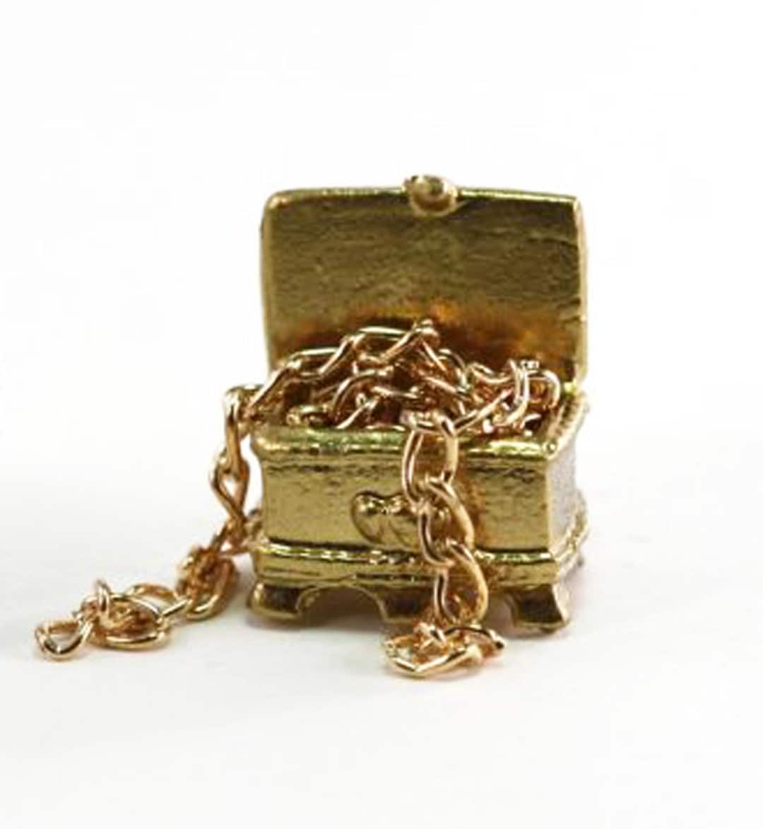 Dollhouse Miniature Gold Treasure Chest With Treasure - Etsy