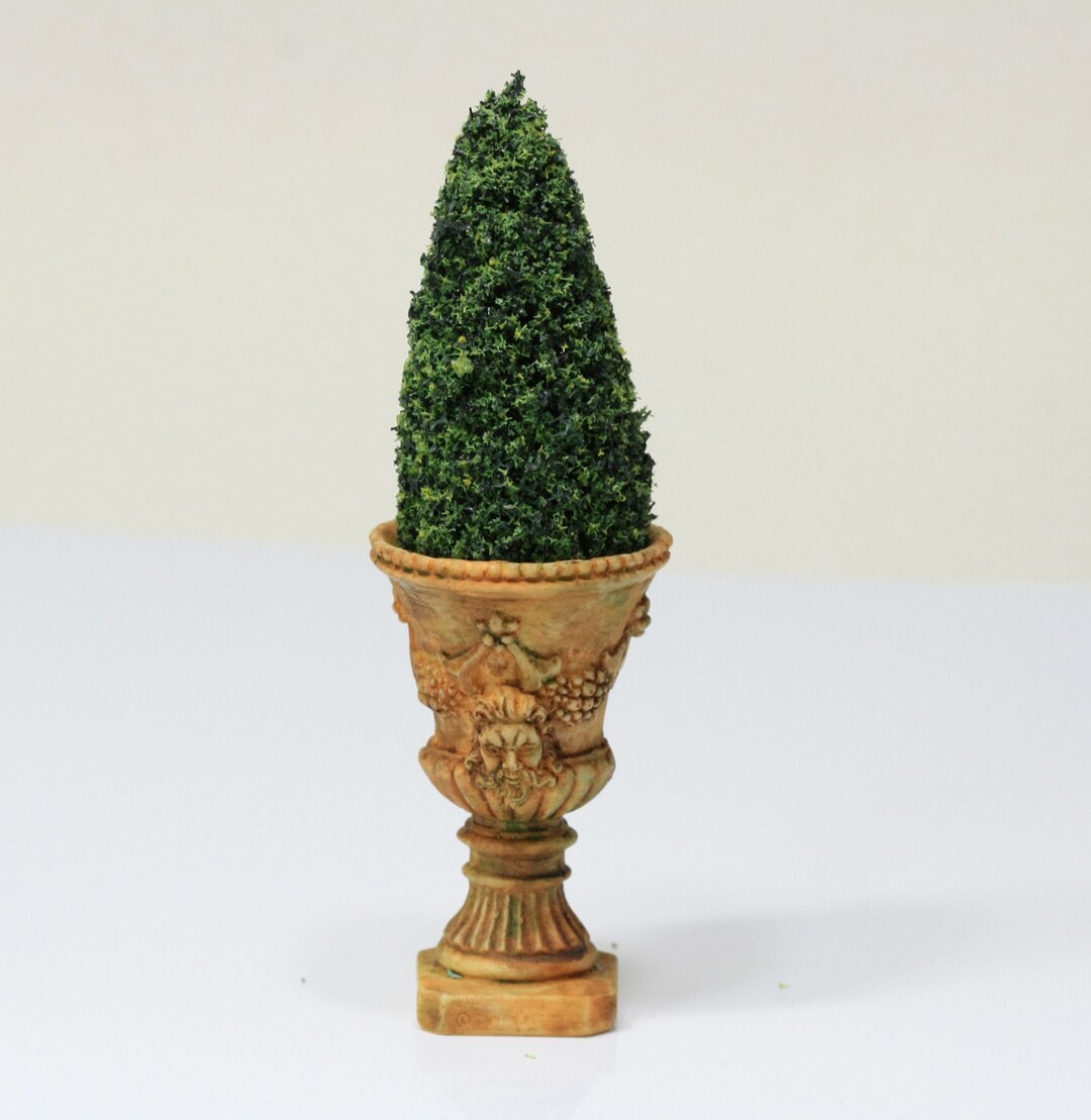 Dollhouse Miniature Artisan Topiary in a Pedestal Urn Lightly Aged ...