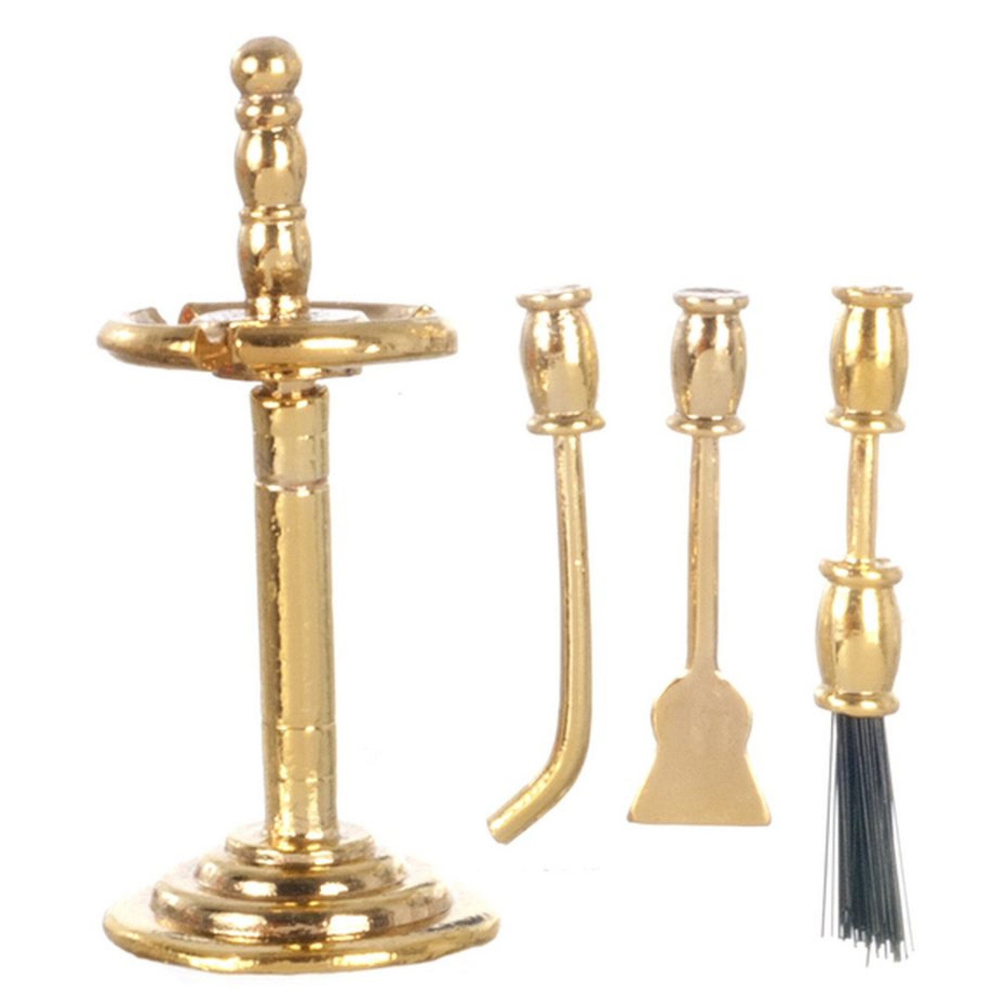 Dollhouse Miniature Brass Fireplace Tools and Stand by Miniatures World ...