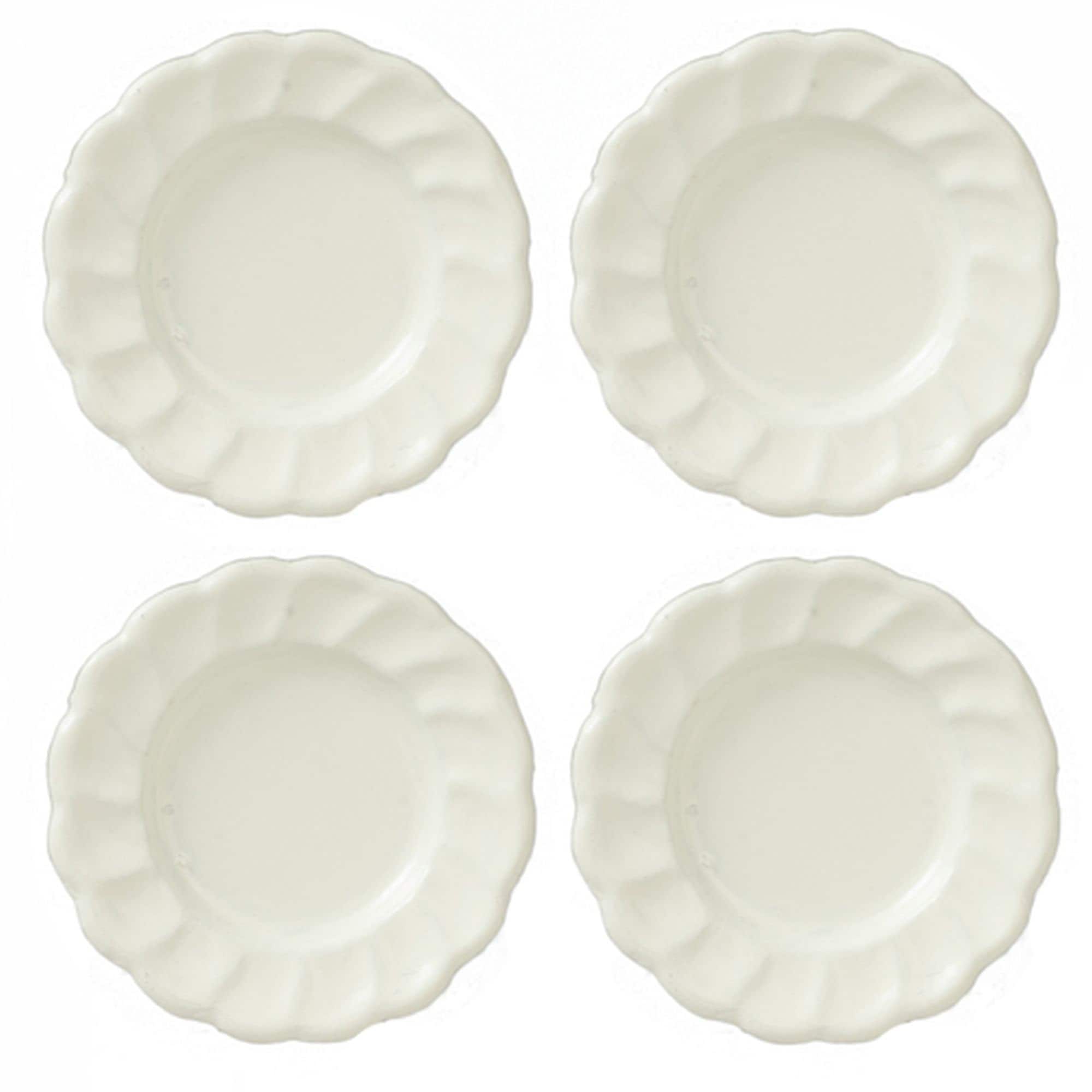 Dollhouse Miniature Set of 4 Cream Painted Fluted Plates by Town Square ...