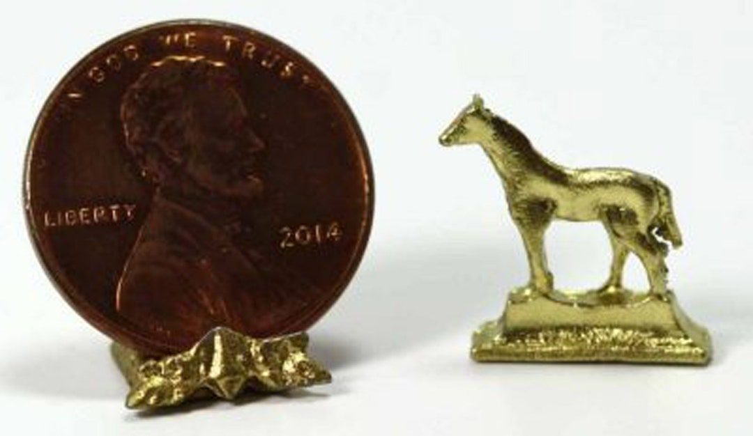 Dollhouse Miniature Gold Dog Statue in Metal - Etsy